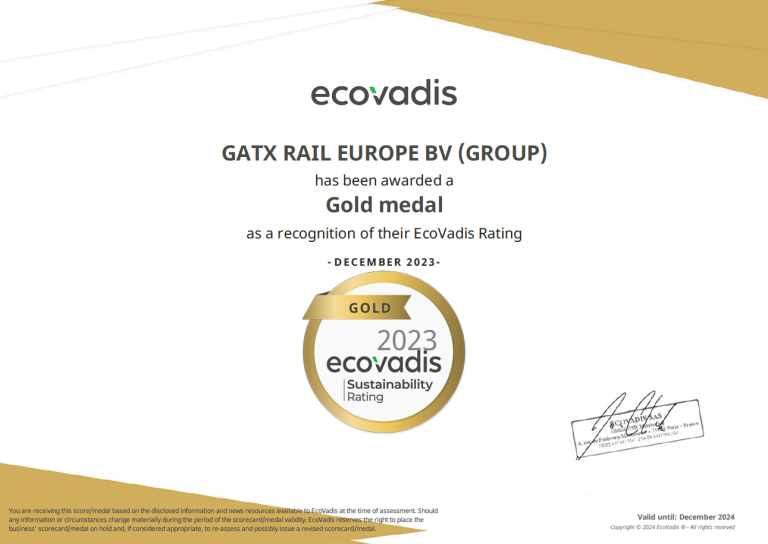GATX Rail Europe attains EcoVadis Gold Certification - gatx.eu - EN